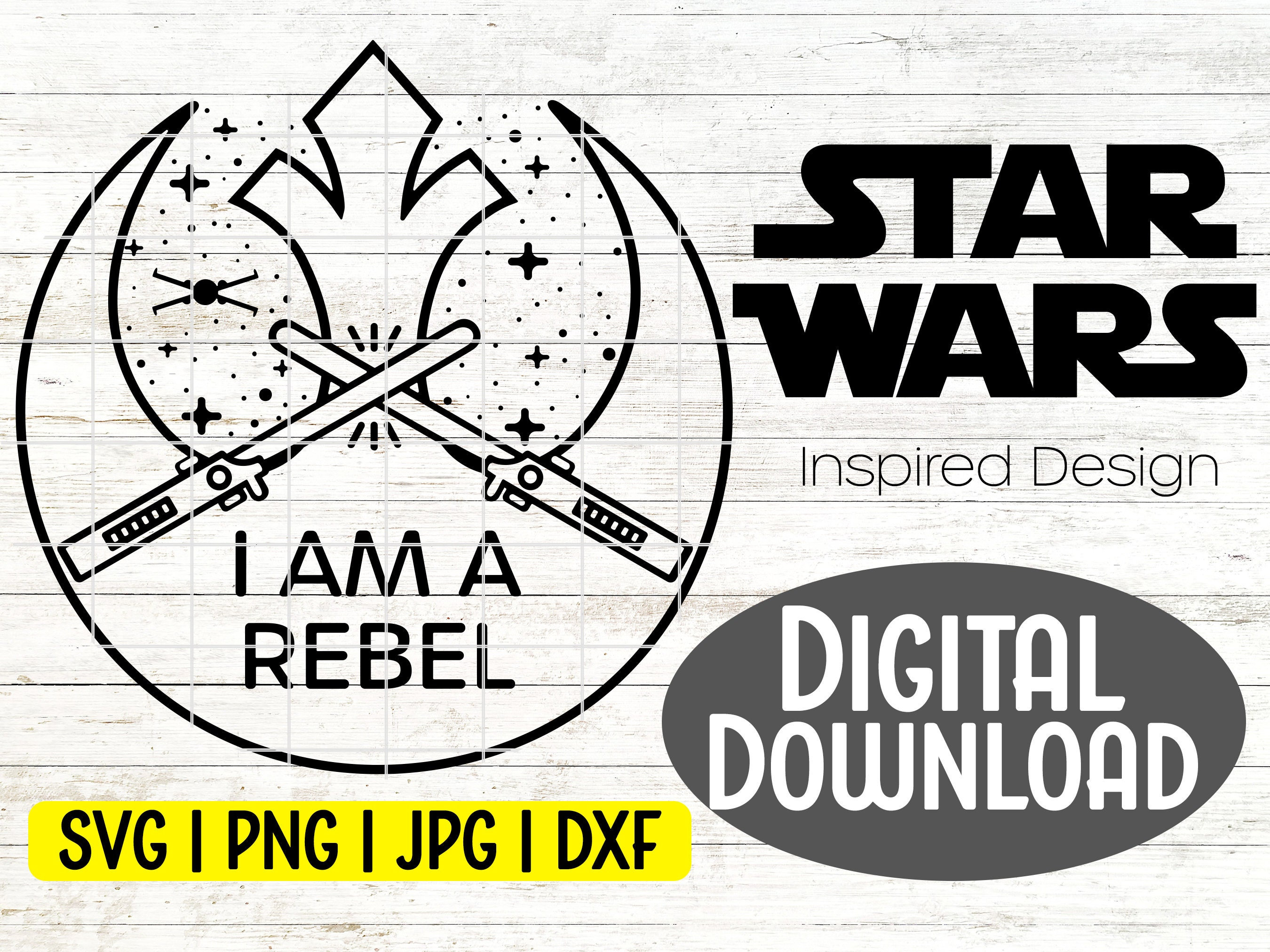 Star Wars SVG Rebel Symbol Light Saber Digital Download PNG - Etsy
