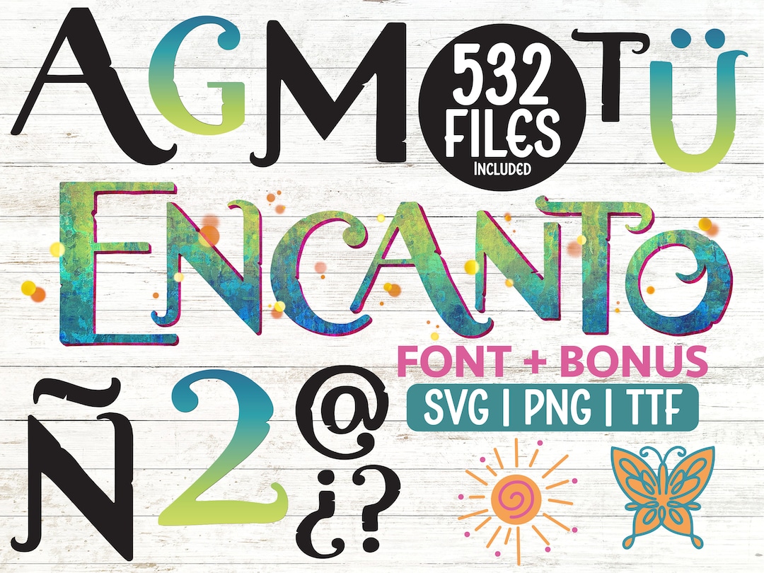 Encanto Font Alphabet SVG PNG Digital Download Numbers Letters ...