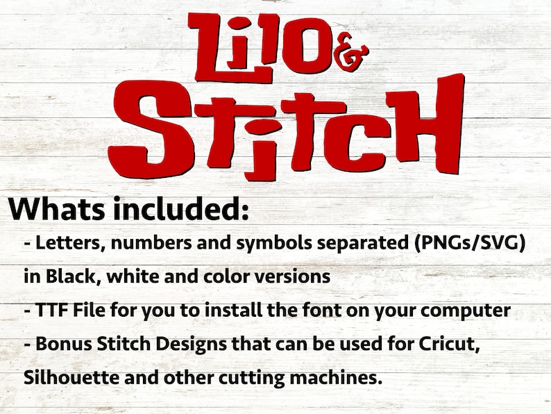 Lilo and Stitch Font SVG TTF, Stitch Cut File, Stitch SVG - Etsy