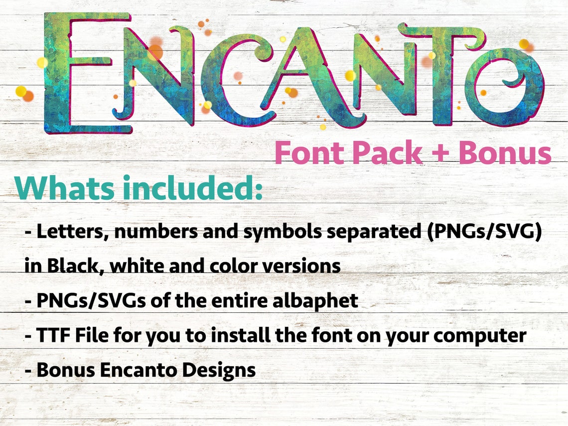 Encanto Font Alphabet SVG PNG Digital Download Numbers Letters - Etsy