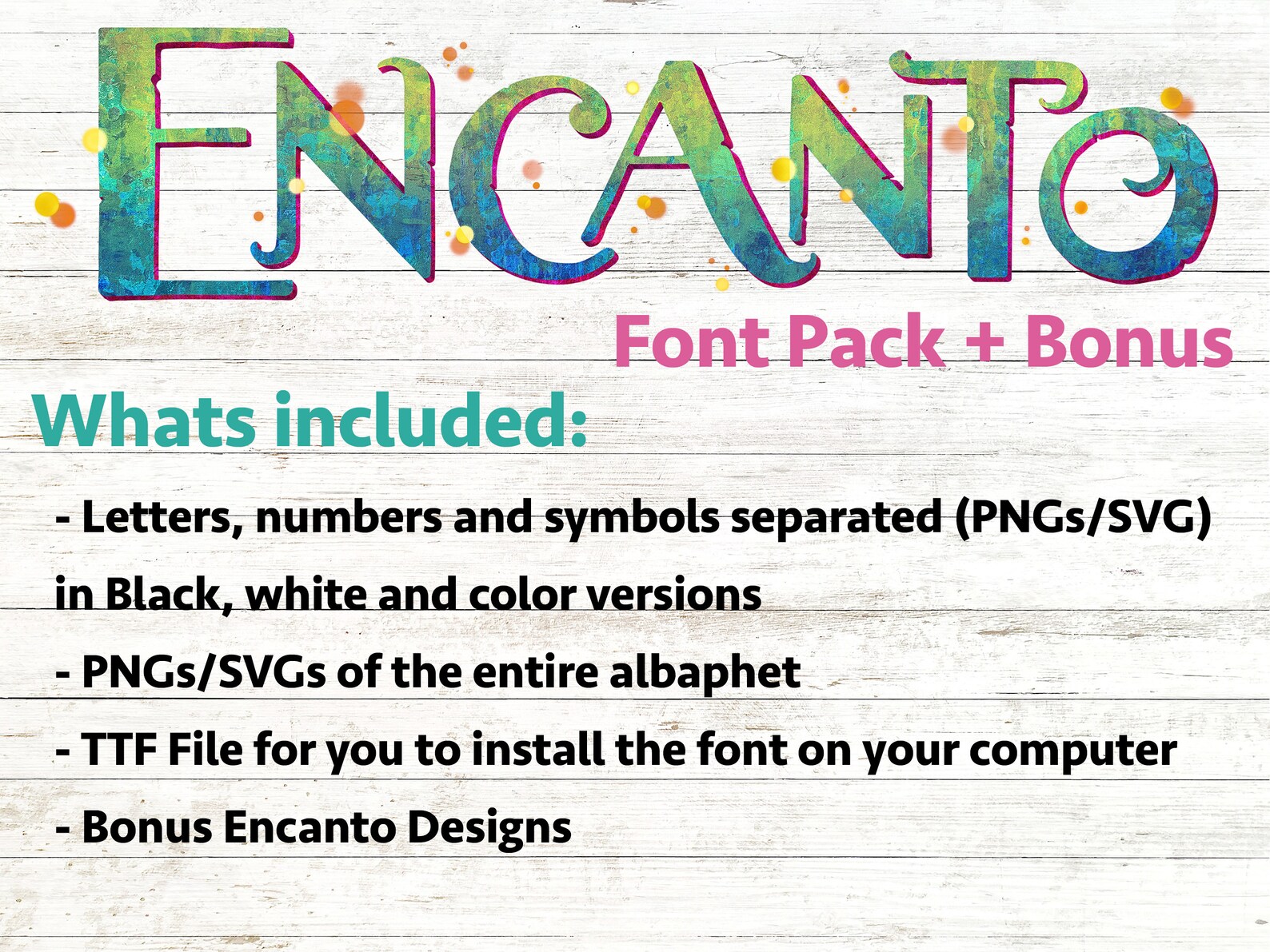 Encanto Font Alphabet SVG PNG Digital Download Numbers Letters - Etsy