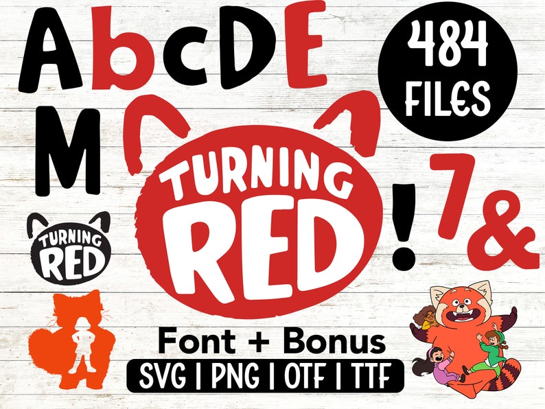Turning Red Font Alphabet PNG SVG Bundle Turning Red - Etsy Canada