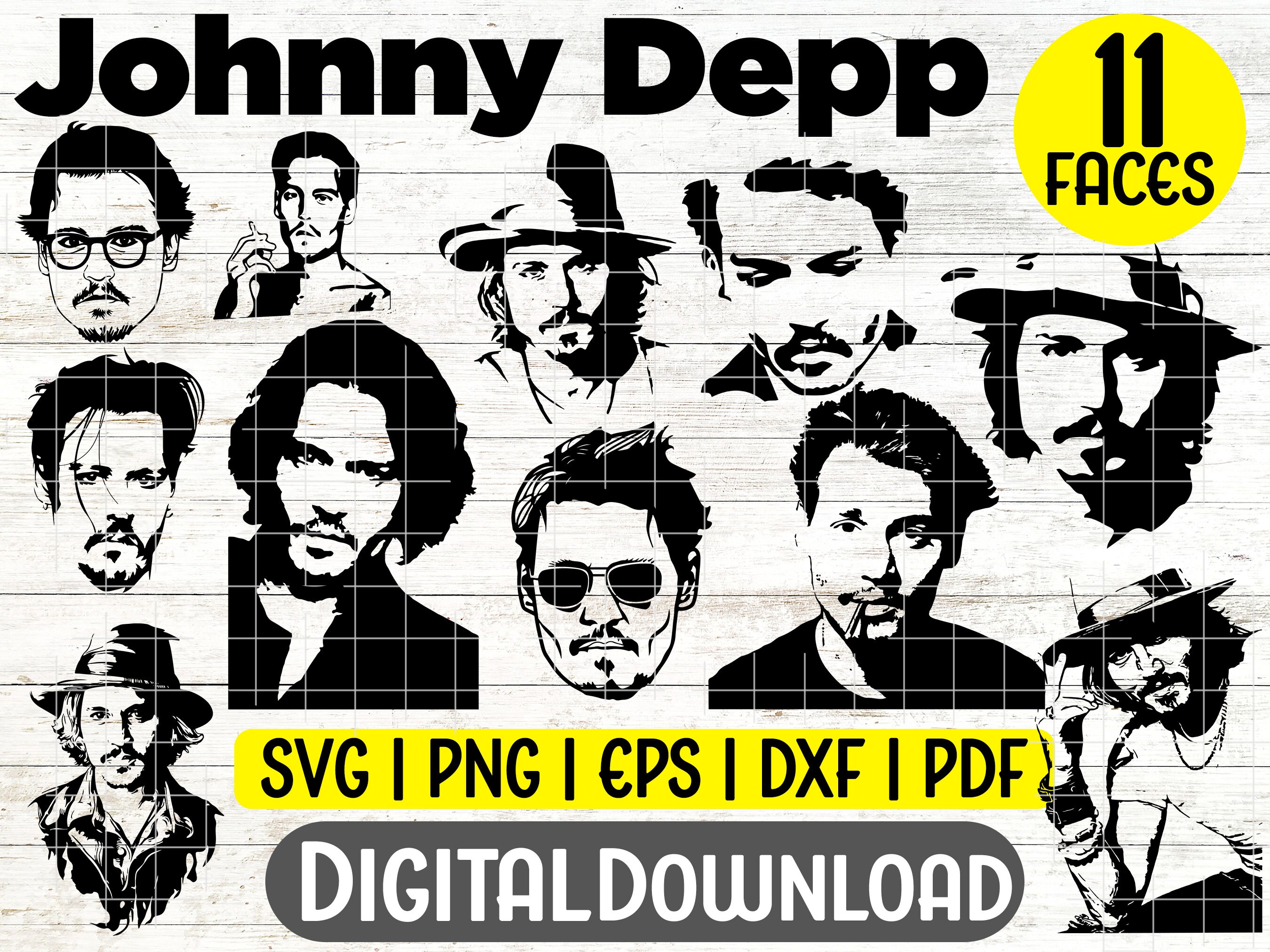 Johnny Depp SVG | Johnny Depp Face Silhouette for Cricut, Cutting ...