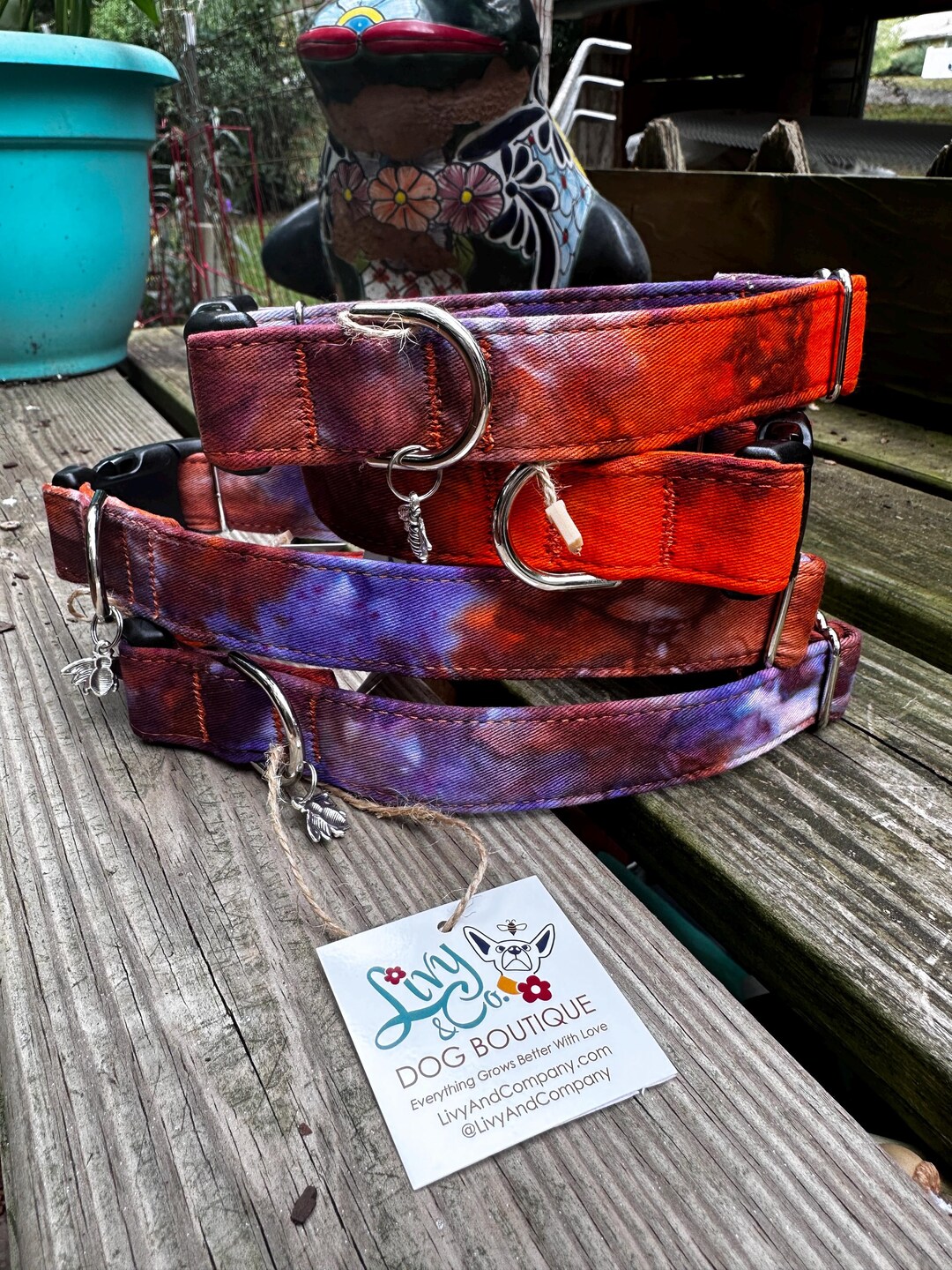 Clemson Tie Dye Dog Collar, Orange and Purple Fabric Collars for DOGS ...