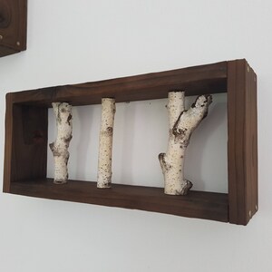 White Birch Wall Art, Birch Wall Display Shelf, Framed Birch Art, 3 ...
