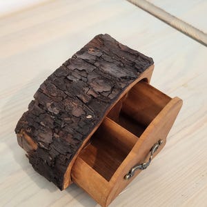Rustic Log Box From Firewood With Bark, Fairy Drawer, Pear Wood ...