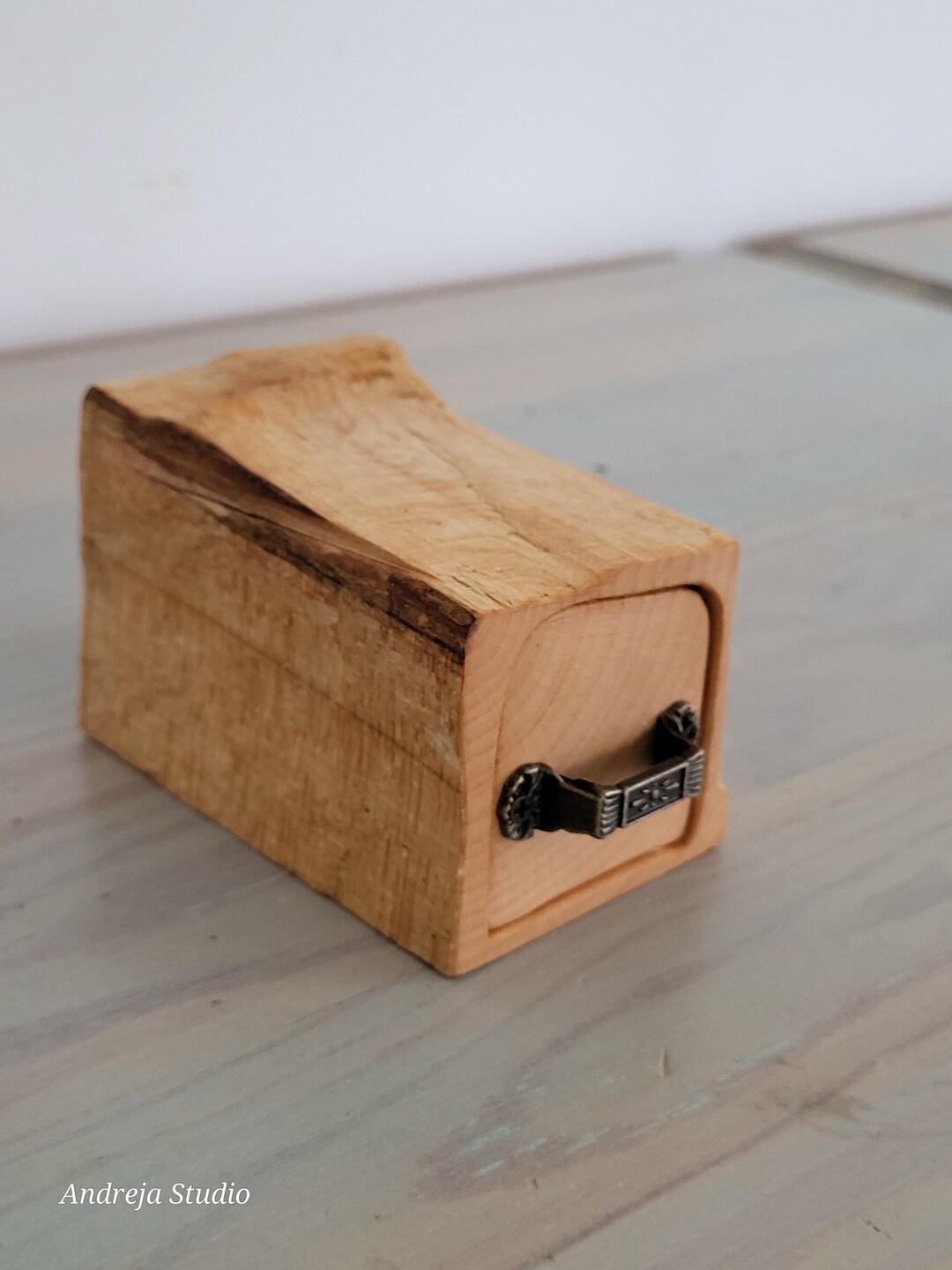Artisanal Wood, Beech Jewellery Log Box , Square Box , Secret Box ...