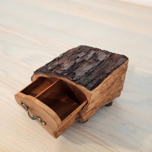Rustic Log Box From Firewood With Bark, Fairy Drawer, Pear Wood ...