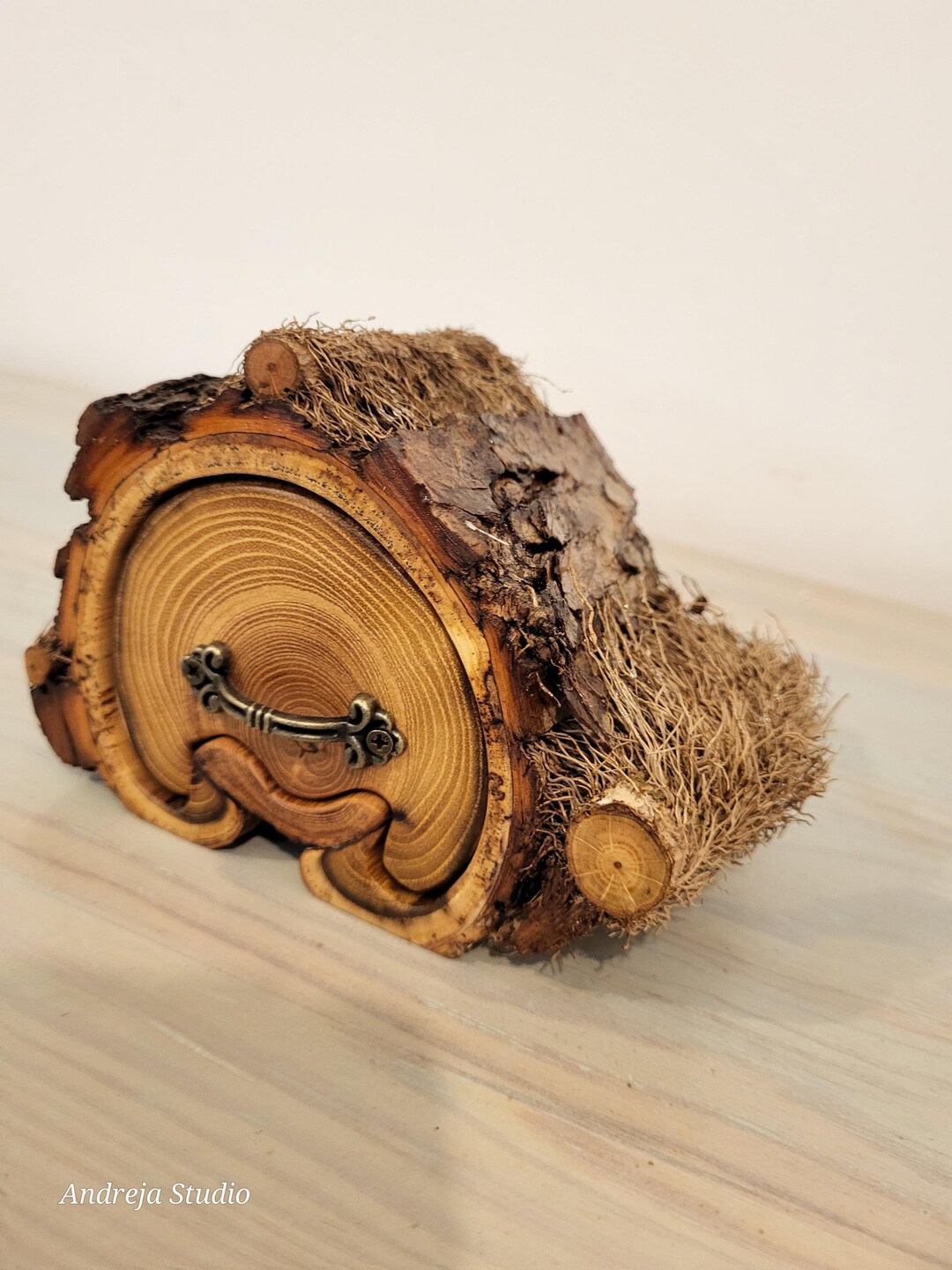 Robinia Log, Box With Bark and Ivy, Fairy Drawer, Natural Wood Memory ...