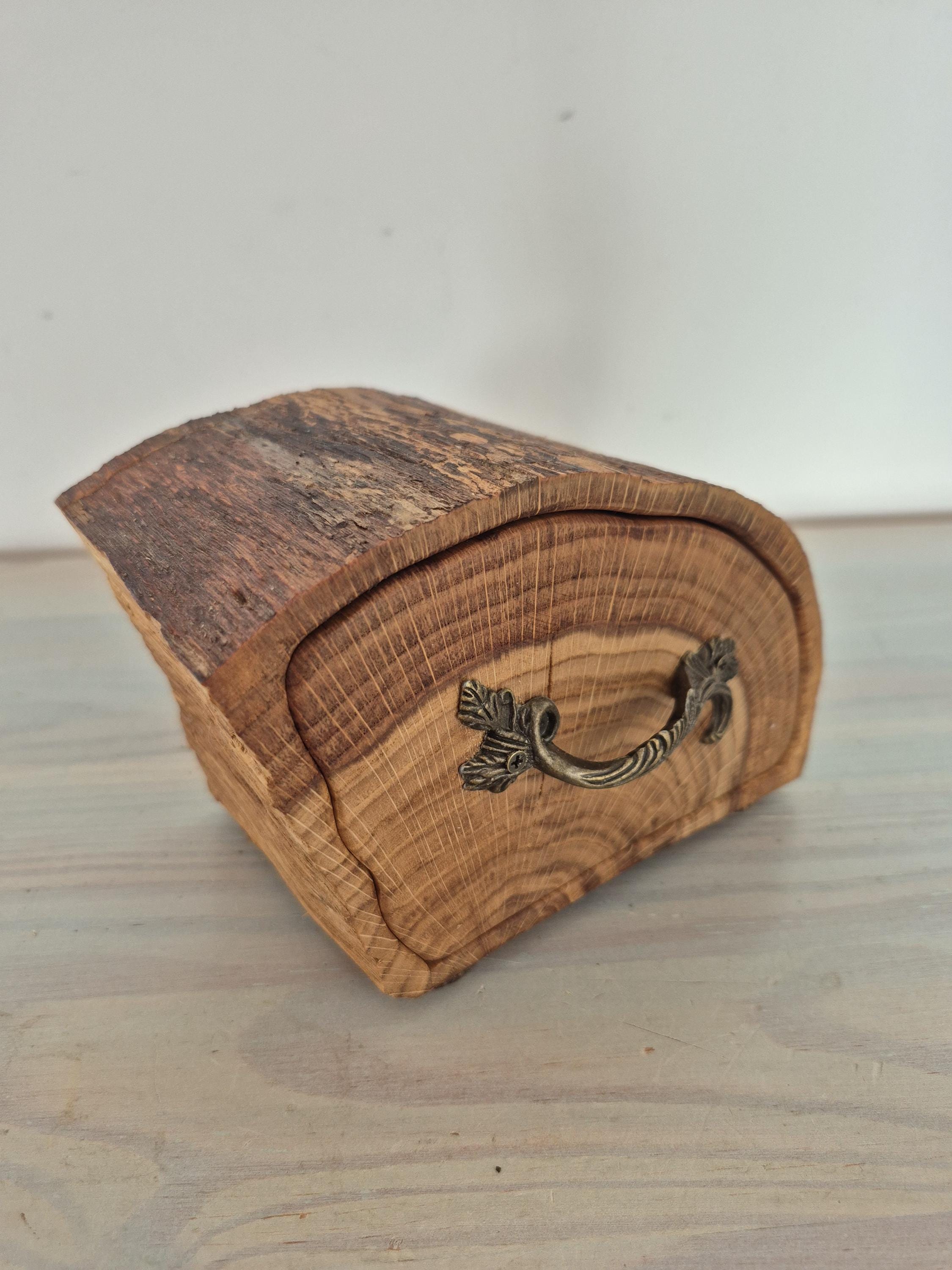 Oak Log Box With Two Sections & Secret Drawer • Jewelry and Keepsake ...