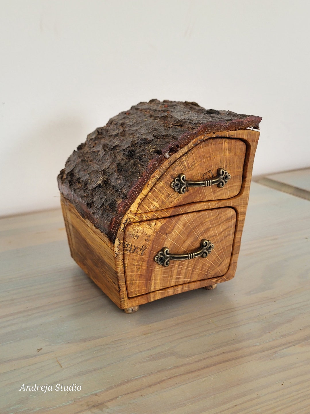 Oak Log Box Up-cycled Firewood 2 Drawers and a Secret Comp - Etsy