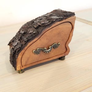 Rustic Log Box From Firewood With Bark, Fairy Drawer, Pear Wood ...