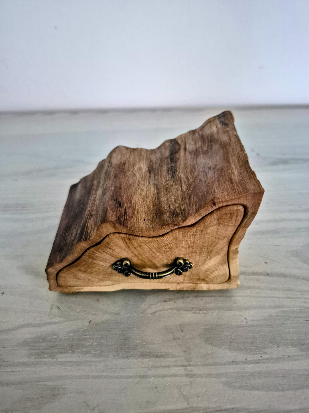 Hornbeam Log Keepsake Box With Secret Compartment, Rustic Drawer Box - Etsy