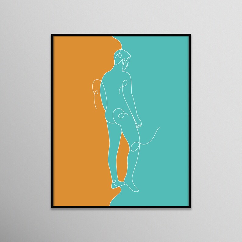 Male Nude 01 Minimal Illustration Gay Queer Man Butt Body Wall Art