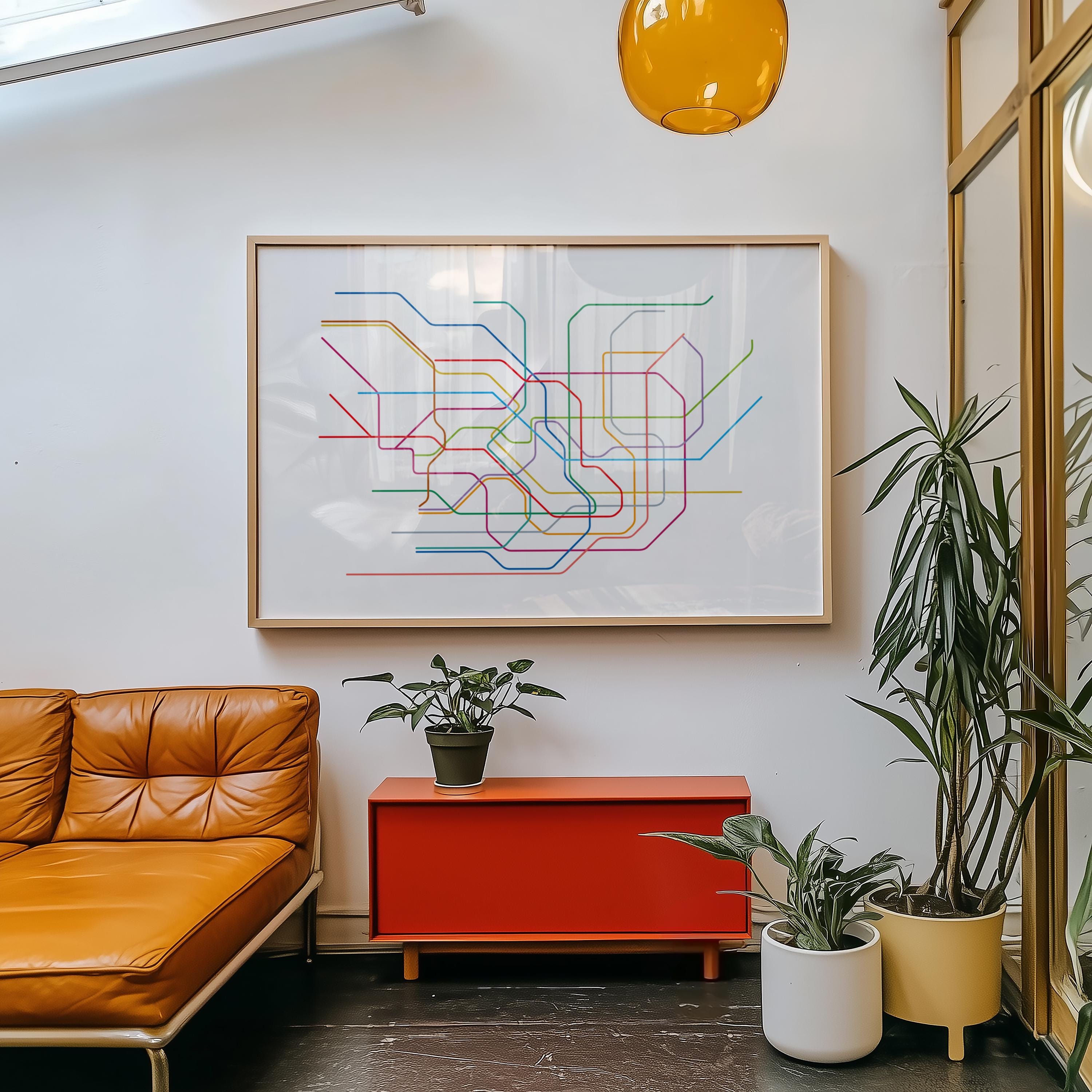 Minimalist Tokyo Metro | Japan Subway Train Map Line Wall Art Minimal ...