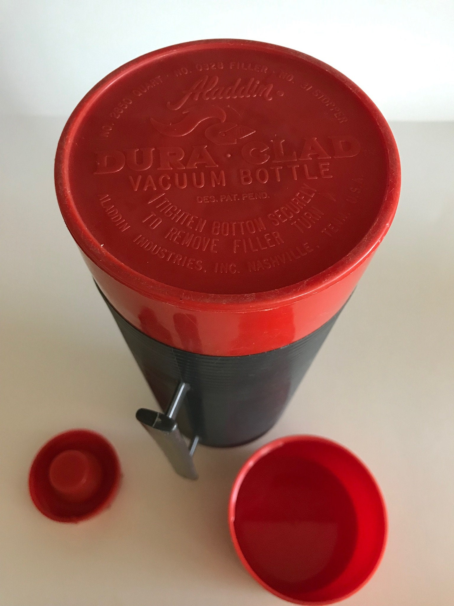 Vintage Aladdin Thermos/red and Gray/dura-clad/vacuum Bottle/picnic ...