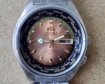 Vintage Orient Automatic Watch World Time 21 Jewels Day | Etsy