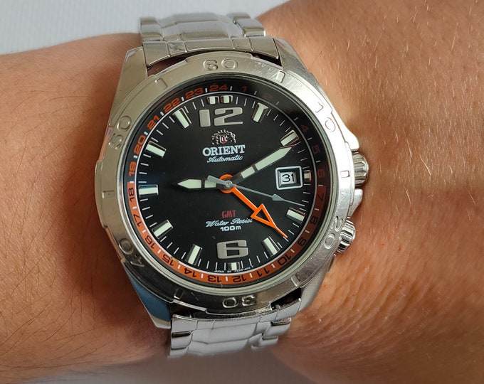 Rare Orient 24h, GMT Watch, Automatic Watch, Black Dial, Mechanical ...