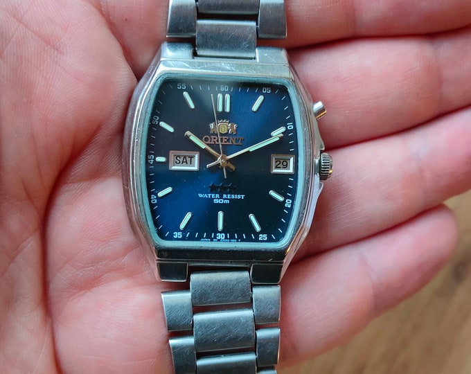 Orient Blue Square Watch, Vintage Orient Watch, Automatic Watch, Day ...