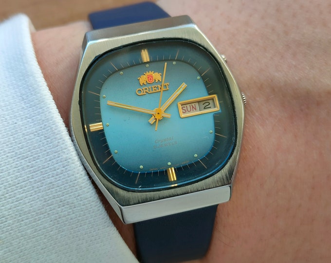 Rare Old ORIENT Crystal Freza Watch, Blue Watch, Mechanical Automatic ...