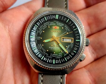 Vintage Orient Automatic Watch World Time 21 Jewels Day | Etsy