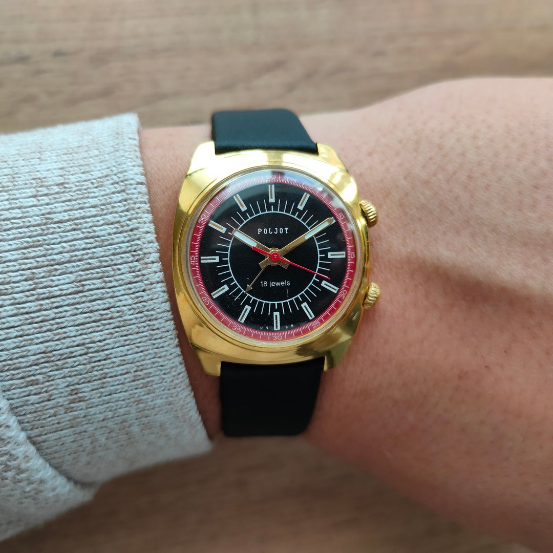 Poljot Signal Watch With Mechanical Alarm Black Watch - Etsy