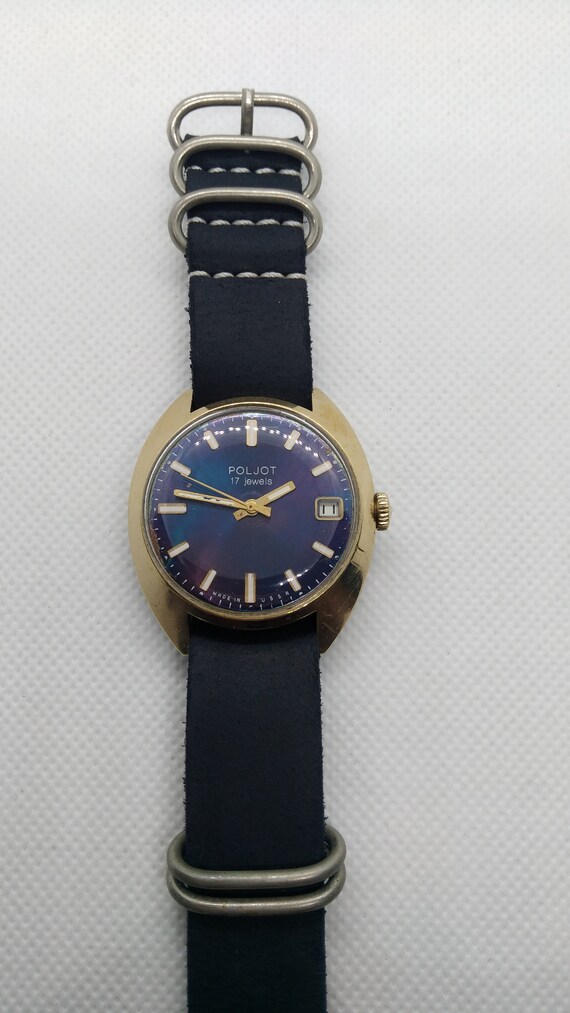 Rare watch POLJOT, soviet watch, blue watch, mens wat… - Gem
