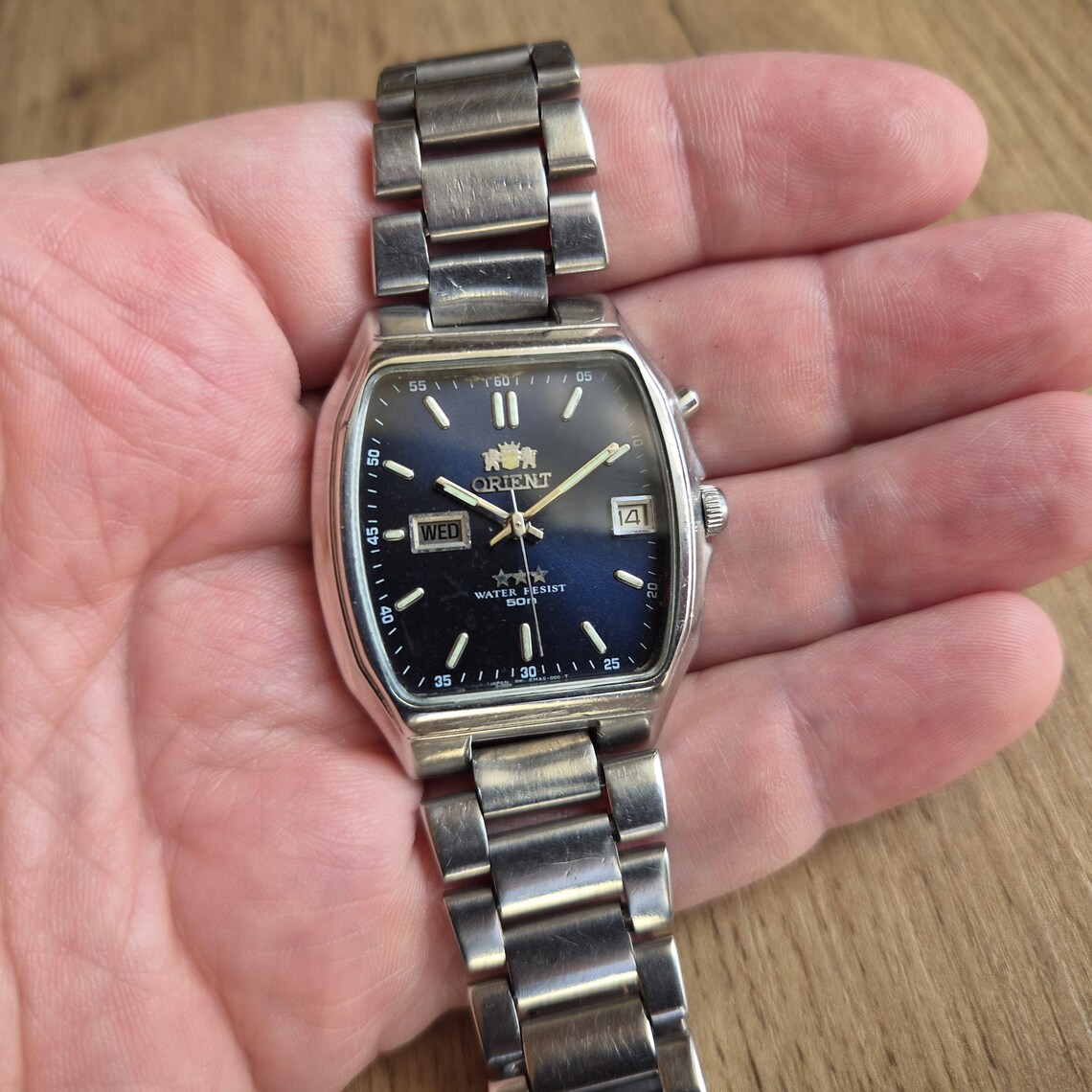 Orient Blue Square Watch, Vintage Orient Watch, Automatic Watch, Day ...