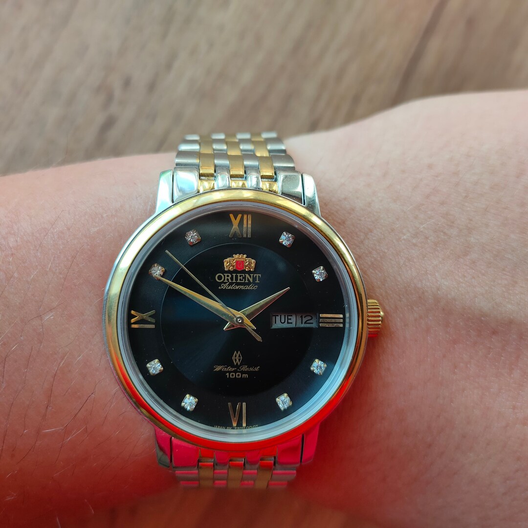 Vintage Orient Classic Watch, Orient Day Date Watch, Black Watch ...