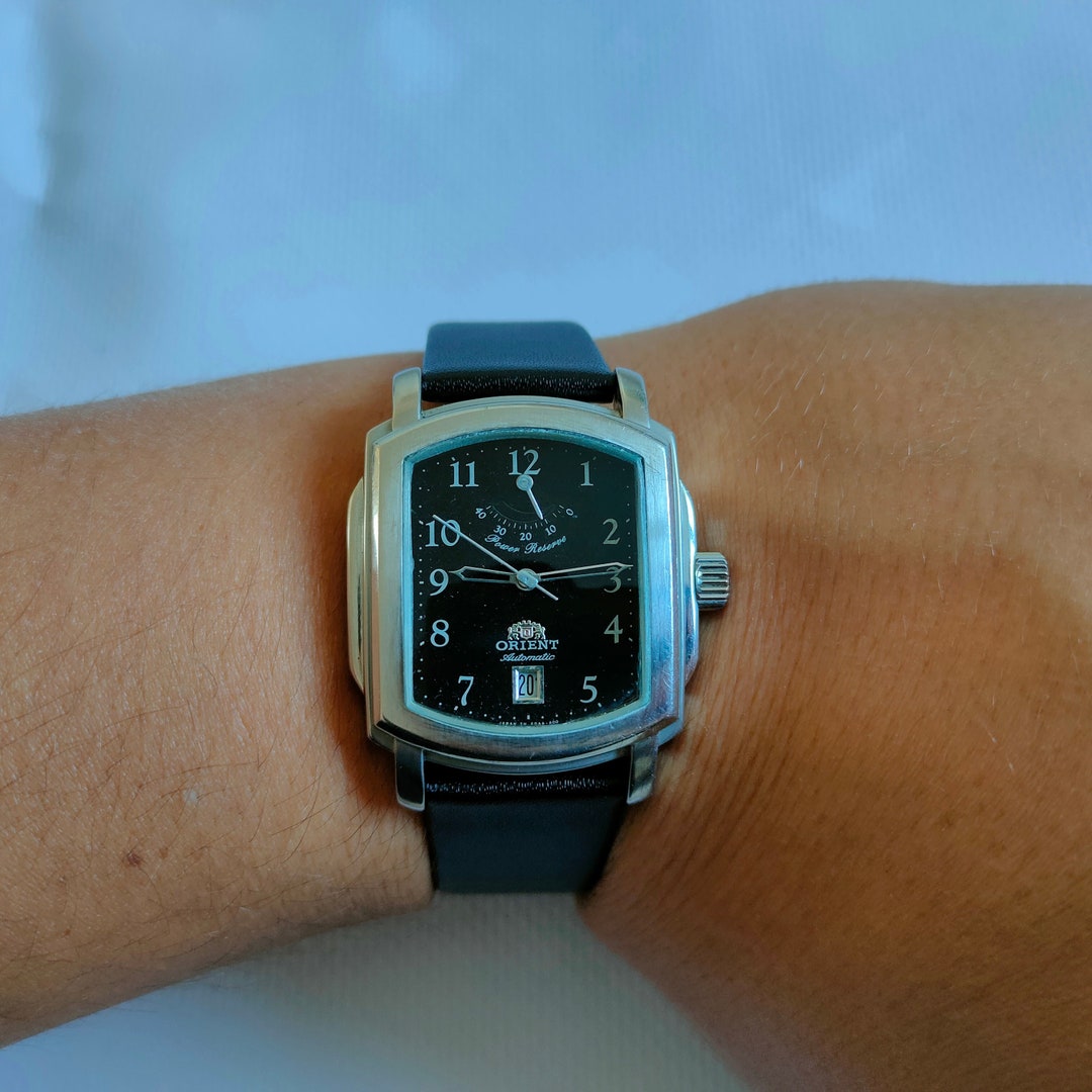 Orient Square Watch With Power Reserve Vintage Orient Watch - Etsy
