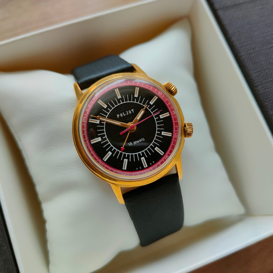 Poljot Signal Watch With Alarm, Mechanical Watch, Soviet Watch, Red ...