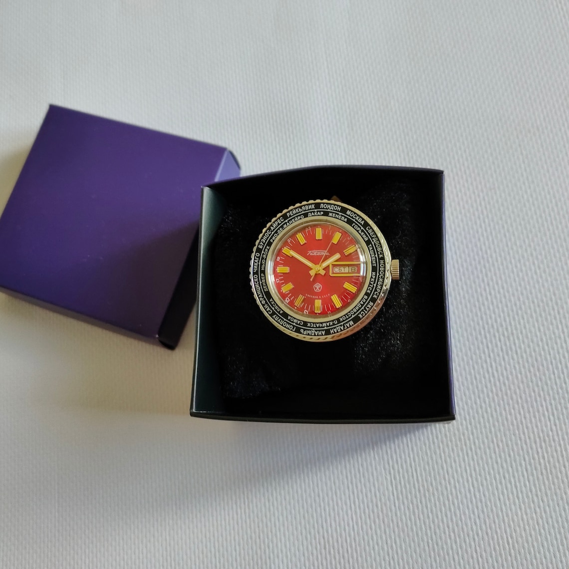 Vintage Soviet Watch Raketa World Time Red Watch Time Zone | Etsy