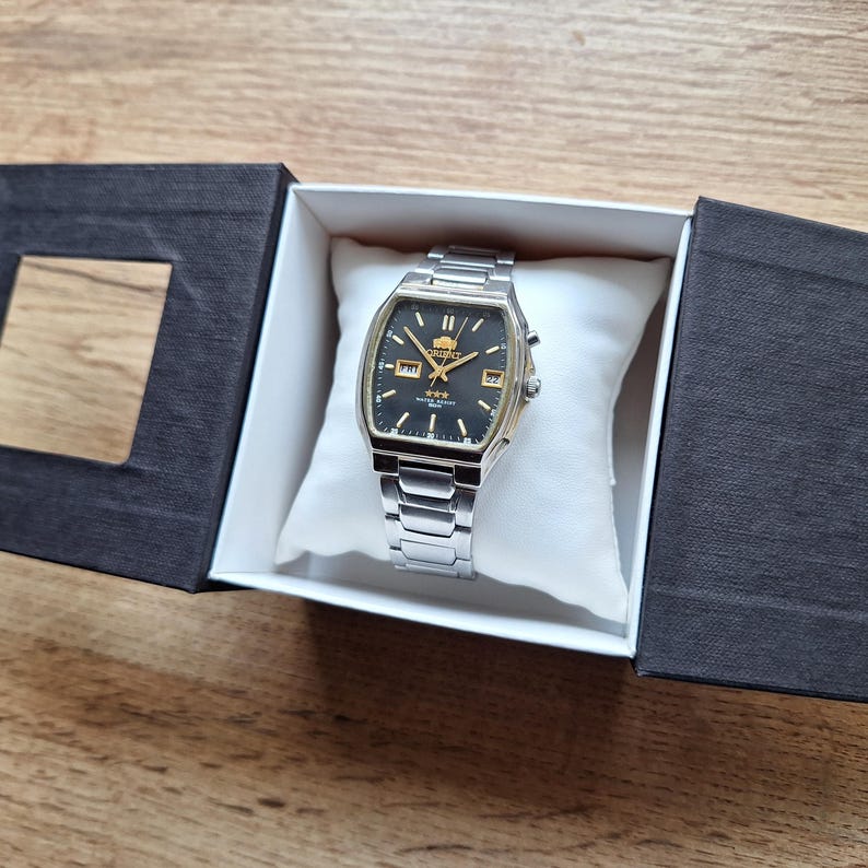 Suqare Orient Black Watch, Square Watch, Vintage Orient Automatic Watch ...