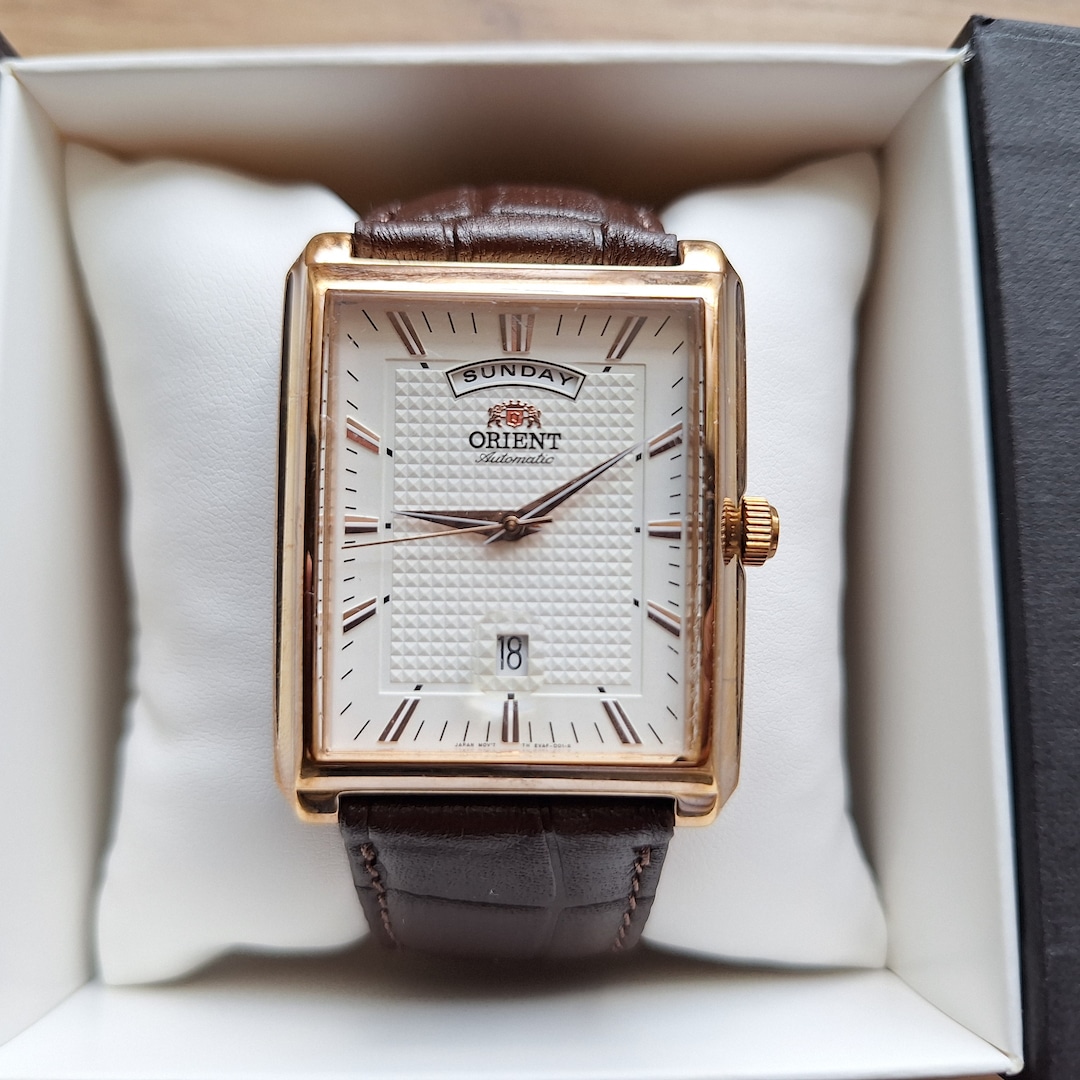 Vintage Orient Square Watch, Classic Orient Presidend Day Date Watch ...