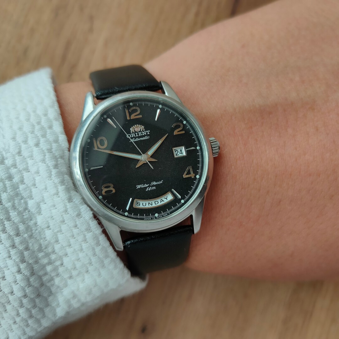 Vintage Orient PRESIDENT Watch, Orient Day Date Watch, Black Watch ...