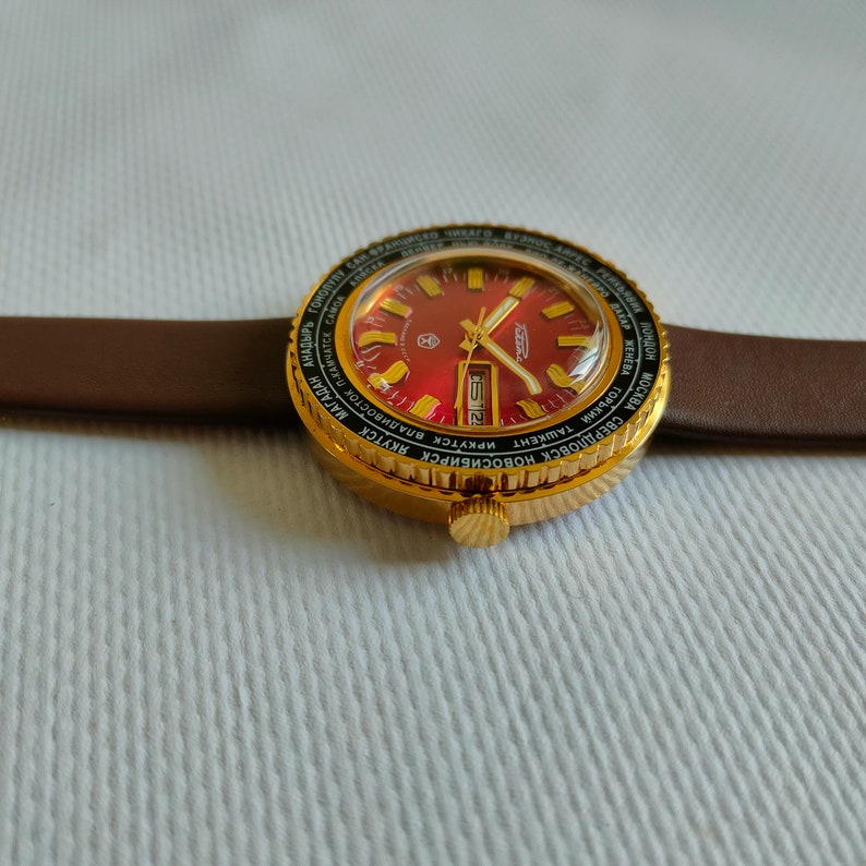 Vintage Soviet Watch Raketa World Time Raketa Cities Red - Etsy