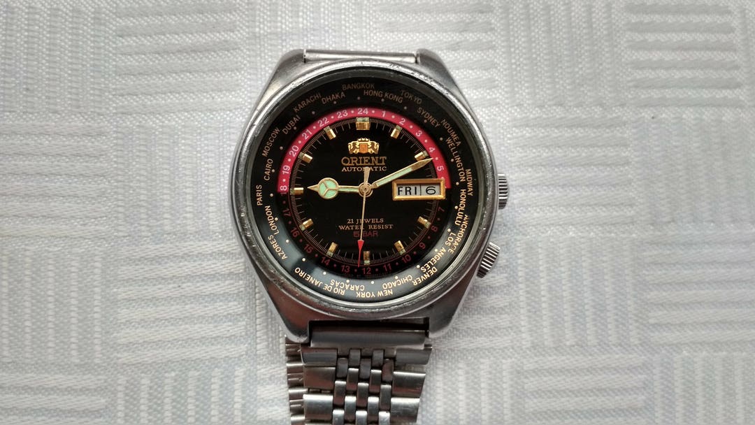 Vintage Orient Watch, Automatic Watch, World Time Watch Orient, Day and ...