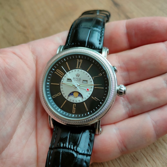 Royal Swiss Moonphase watch, Quartz watch, Real Moon … - Gem