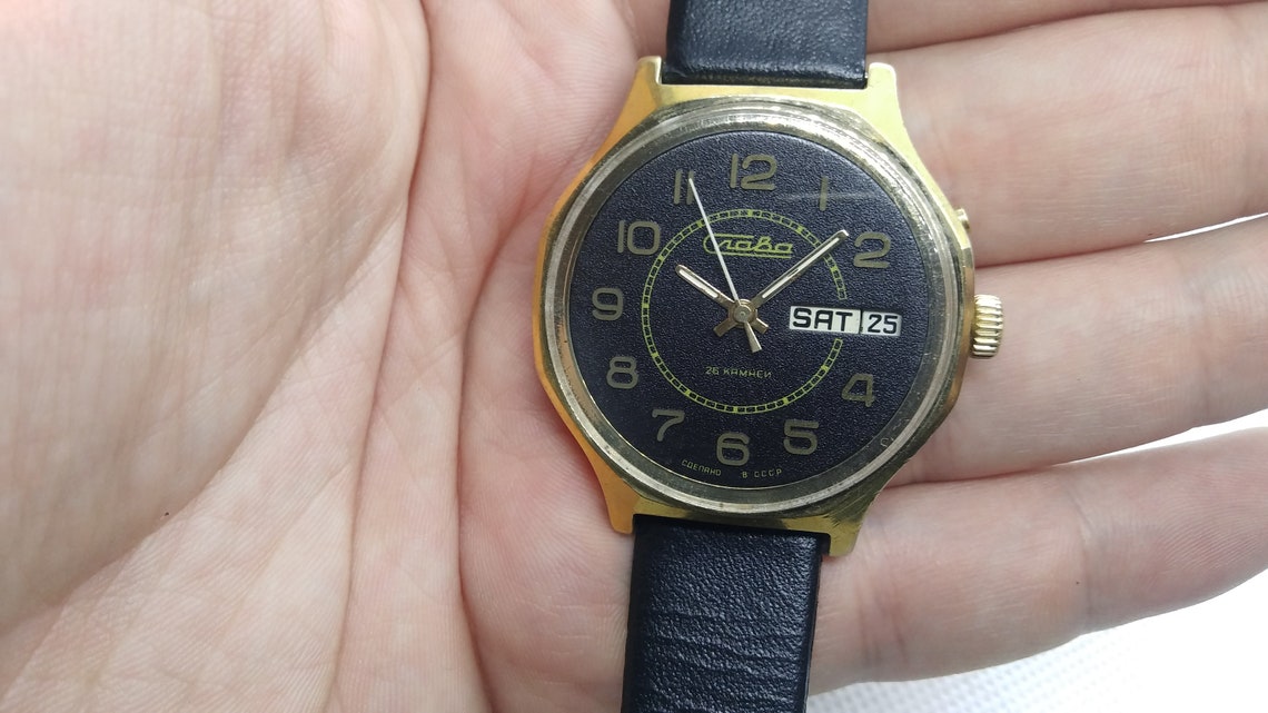 Slava Au Mechanical Watch With 26 Jewels Movement Soviet | Etsy