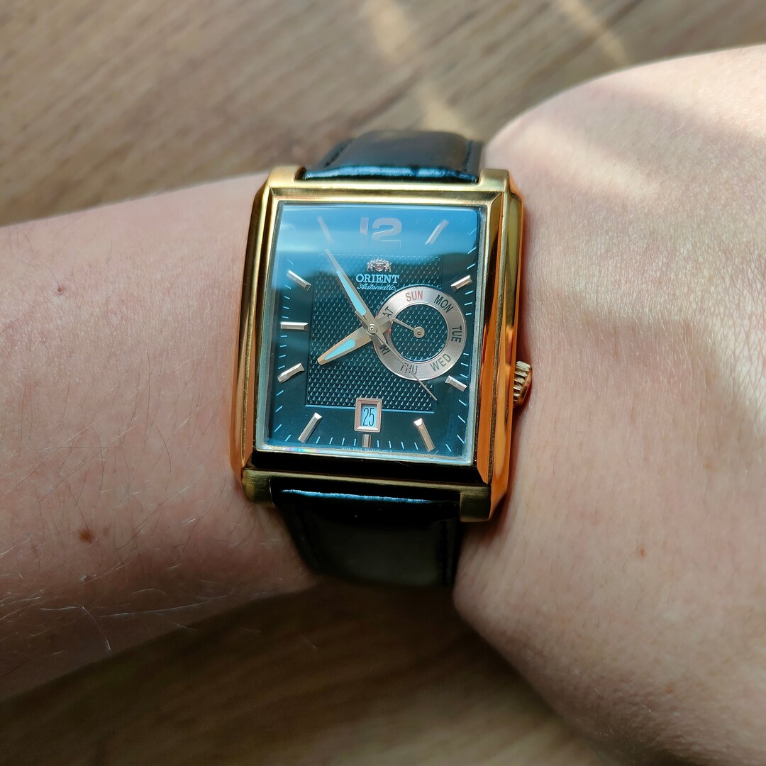 Orient Square Watch, Black Watch, Vintage Watch, Automatic Watch, Japan ...