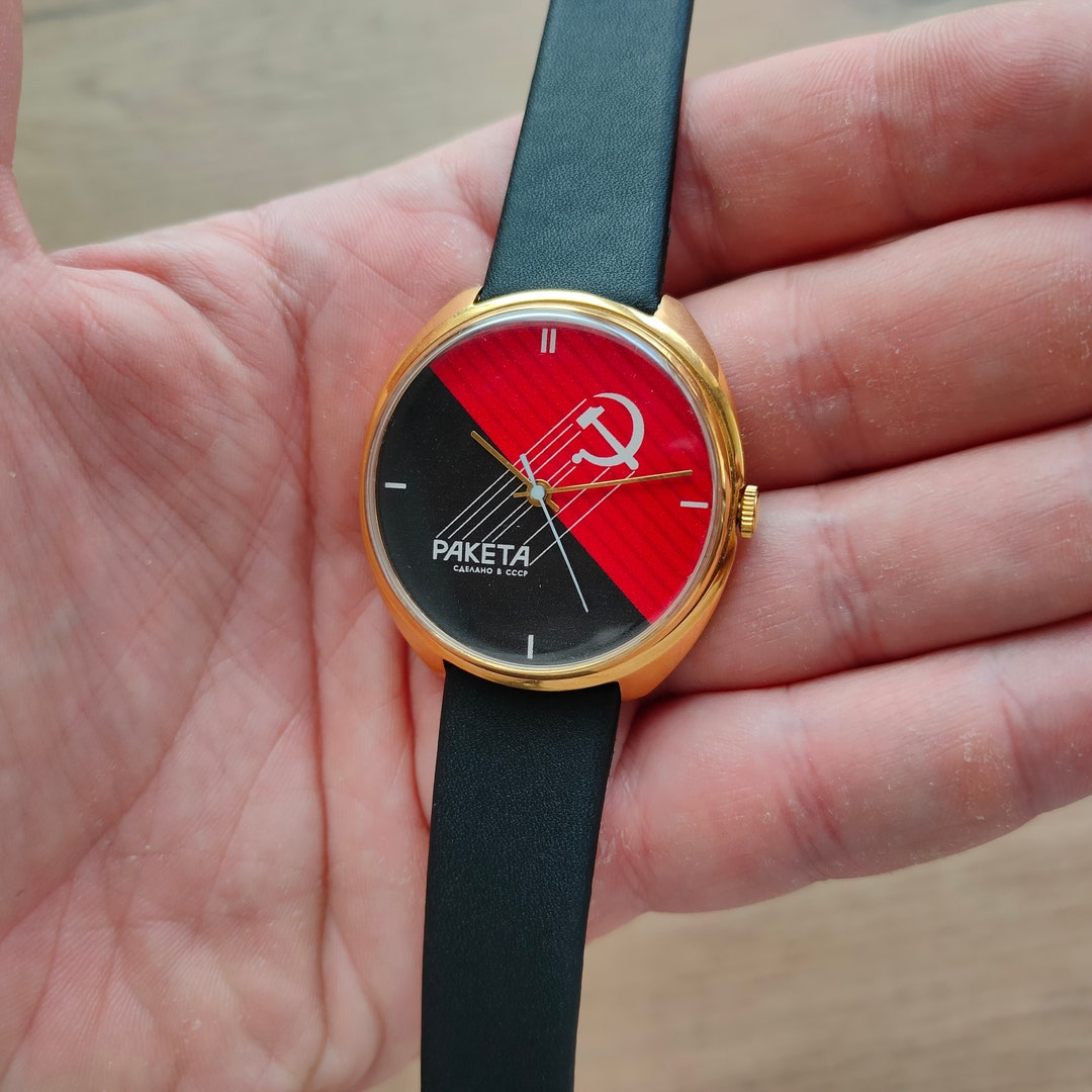 Soviet Raketa With Communism Propaganda, Soviet Watch Raketa, Big Watch ...