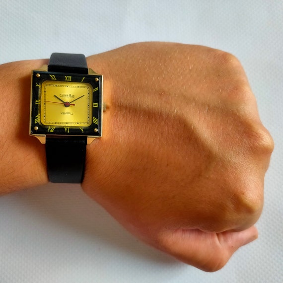 Soviet quartz watch SLAVA, square watch, with battery… - Gem