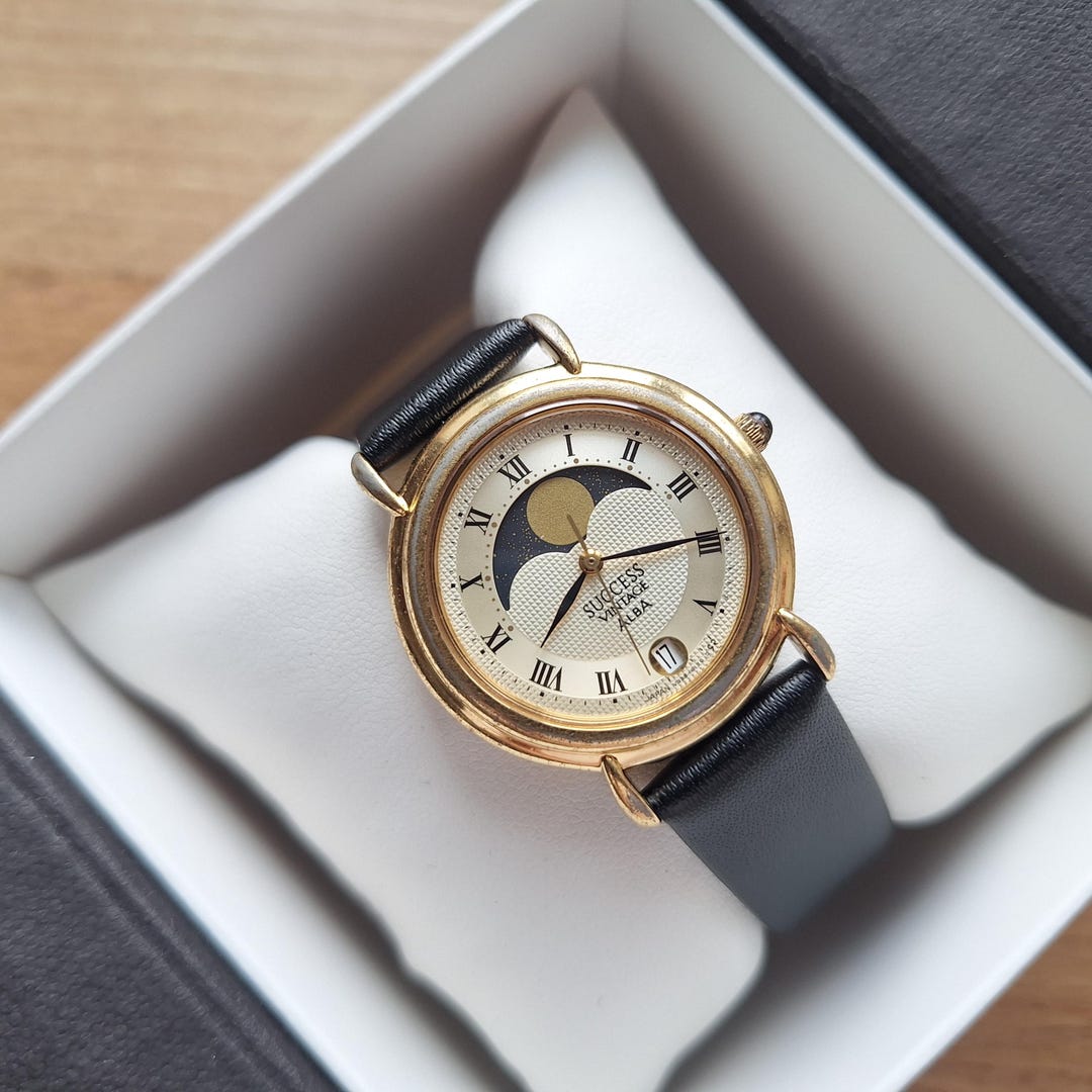 ALBA Seiko Success Vintage Mondphasen Uhr, Quarzuhr Echter Mond Phasen ...