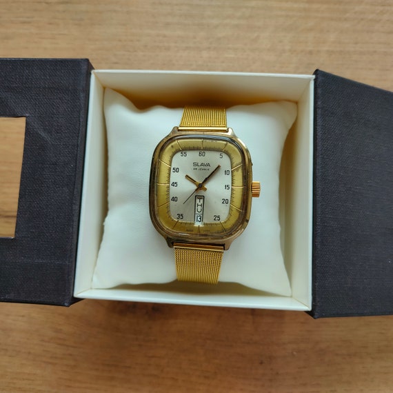 Soviet Vintage watch Slava, square watch slava, day a… - Gem