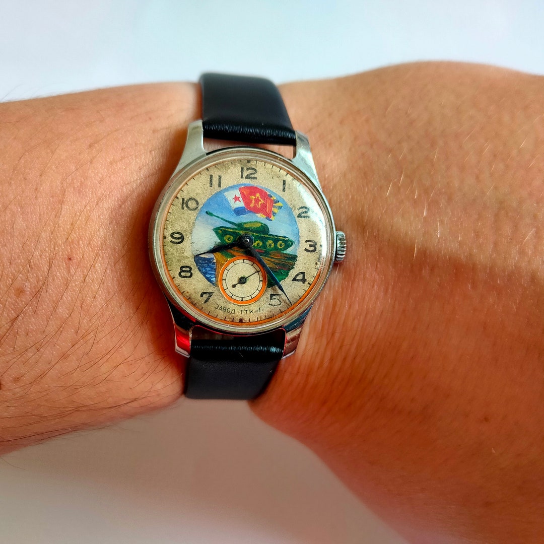 Soviet Watch POBEDA victory With Panzer, Made 3Q-1952, Tank Watch ...