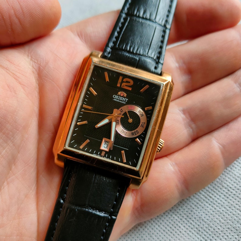 Orient Square Watch Vintage Orient Automatic Watch Day and - Etsy