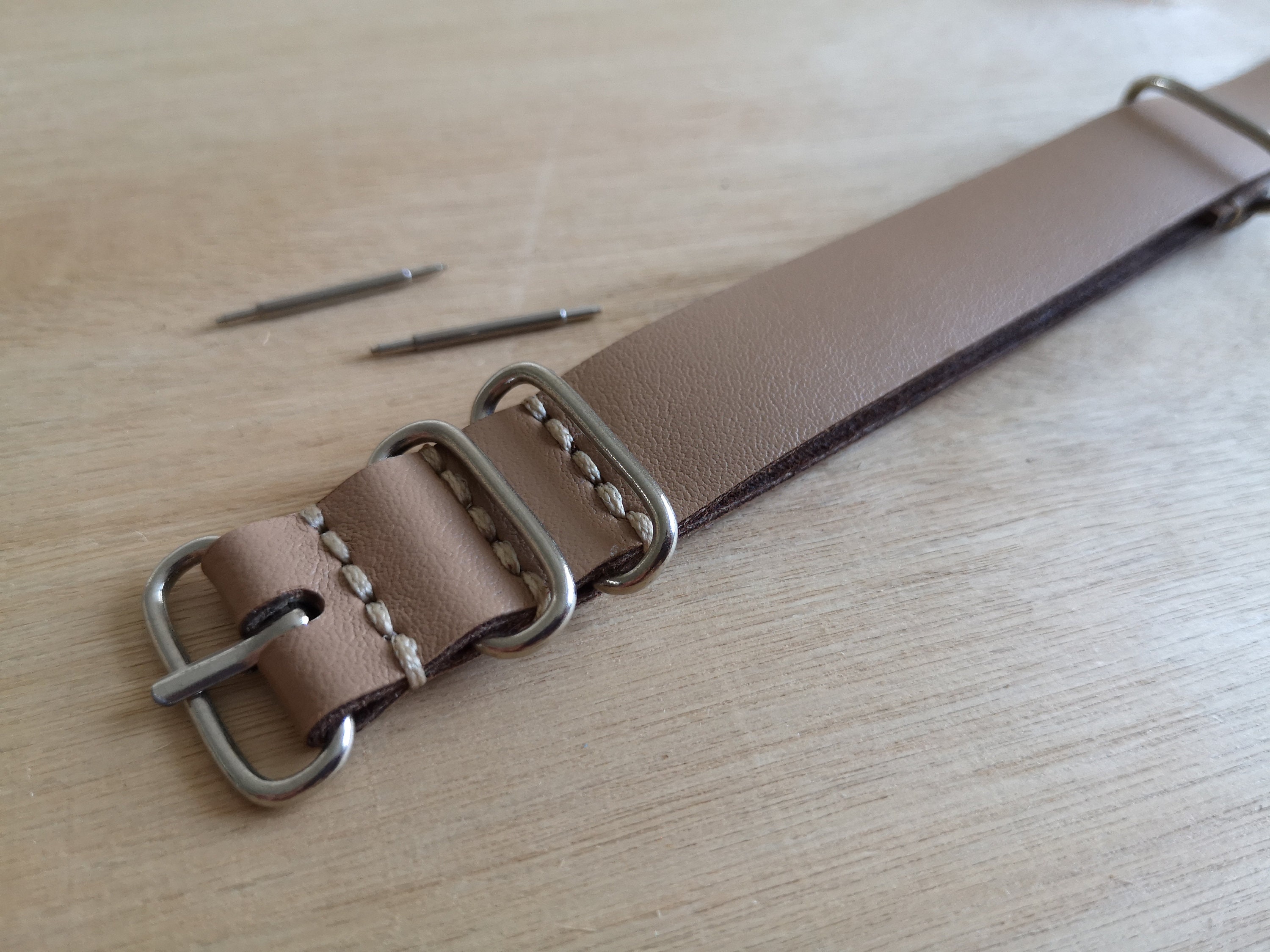 BEIGE Leather Military Strap Genuine Leather Band Zulu leather | Etsy