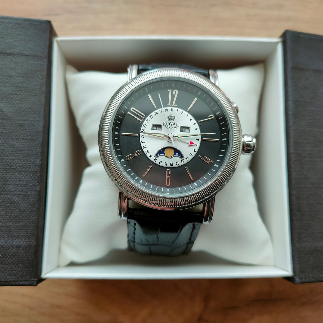 Royal Swiss Moonphase Watch, Quartz Watch, Real Moon Phases Calendar ...