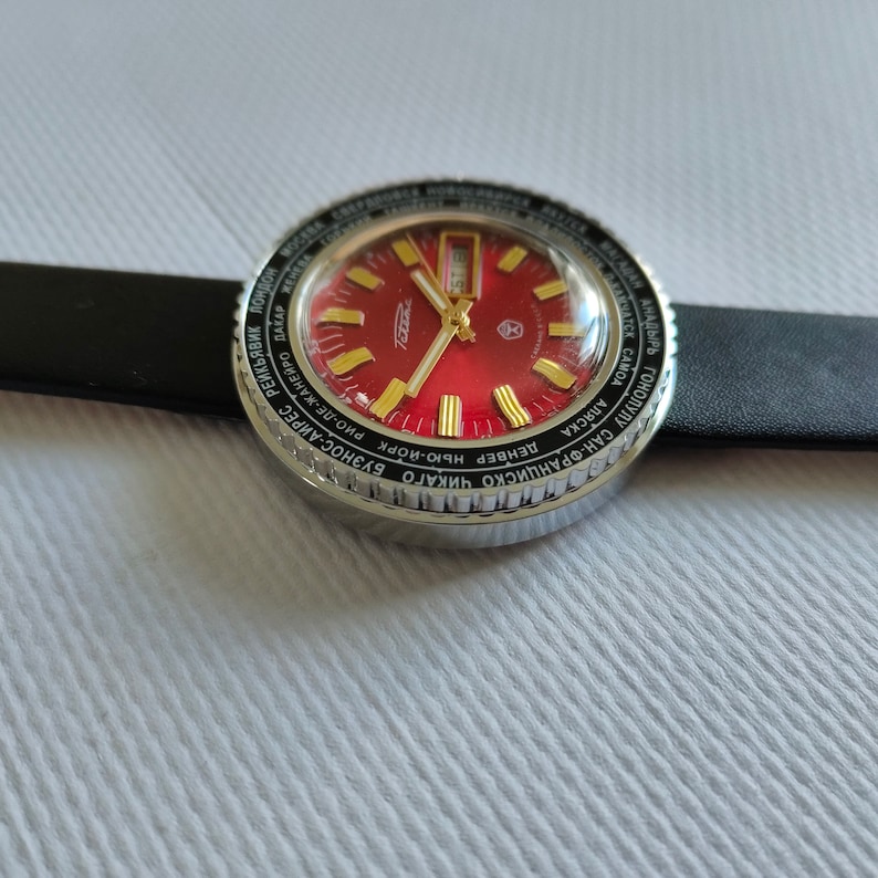 Vintage Soviet Watch Raketa World Time Red Watch Time Zone | Etsy