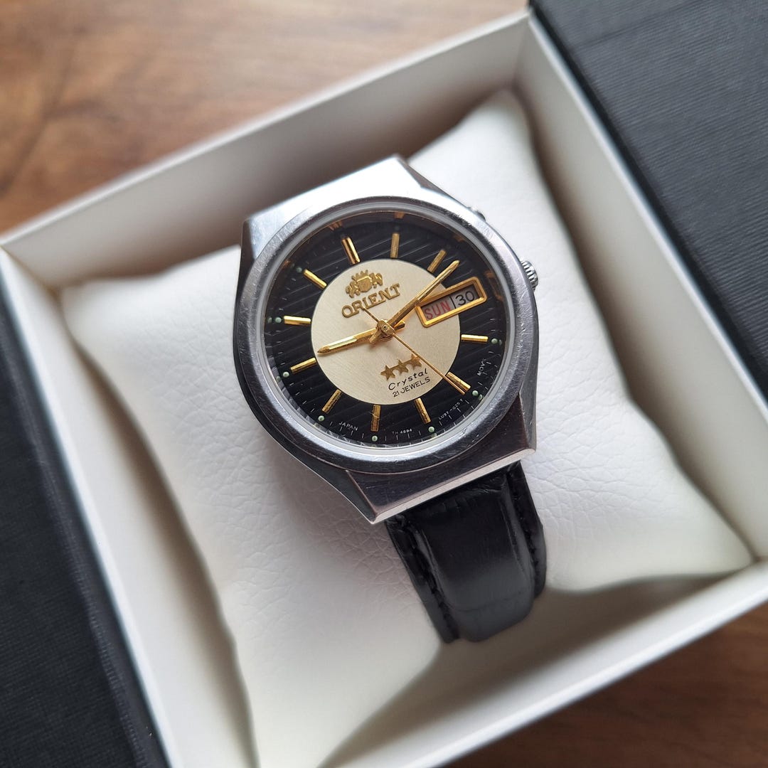 Vintage Orient Crystal Automatic Watch: Two-tone Dial, Japan Made - Etsy
